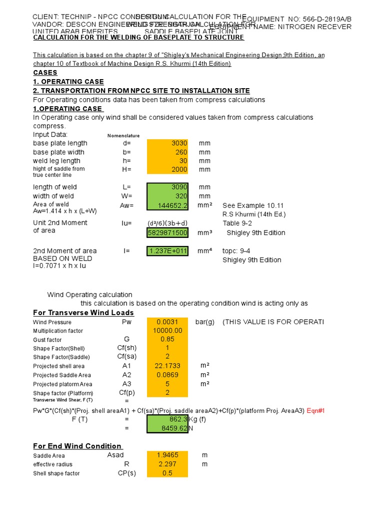 Welding Calculations For Base Plate | PDF | Technology & Engineering
