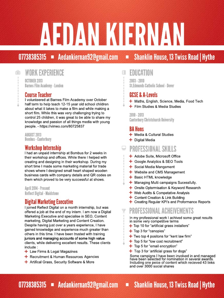 Aedan Kiernans CV | PDF