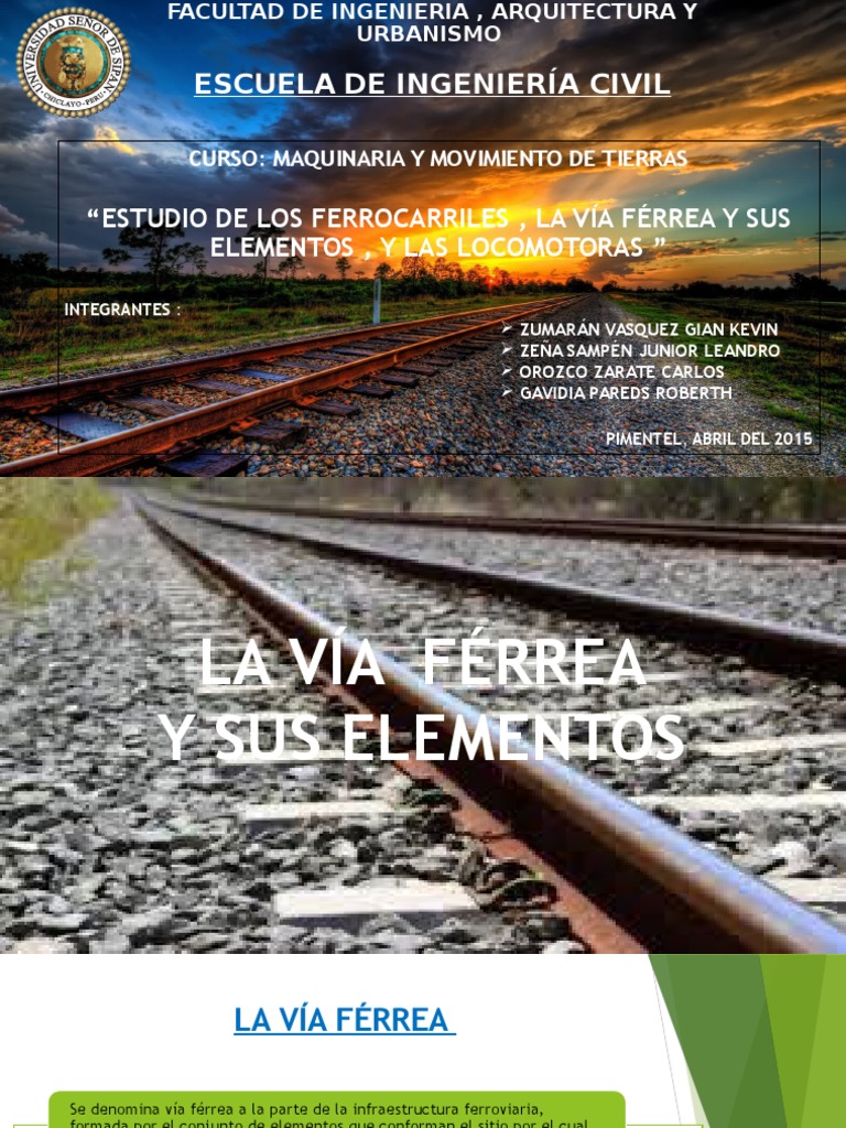 La Via y Sus Elementos Diapositivas | PDF | Transporte ferroviario | Track (transporte ferroviario)