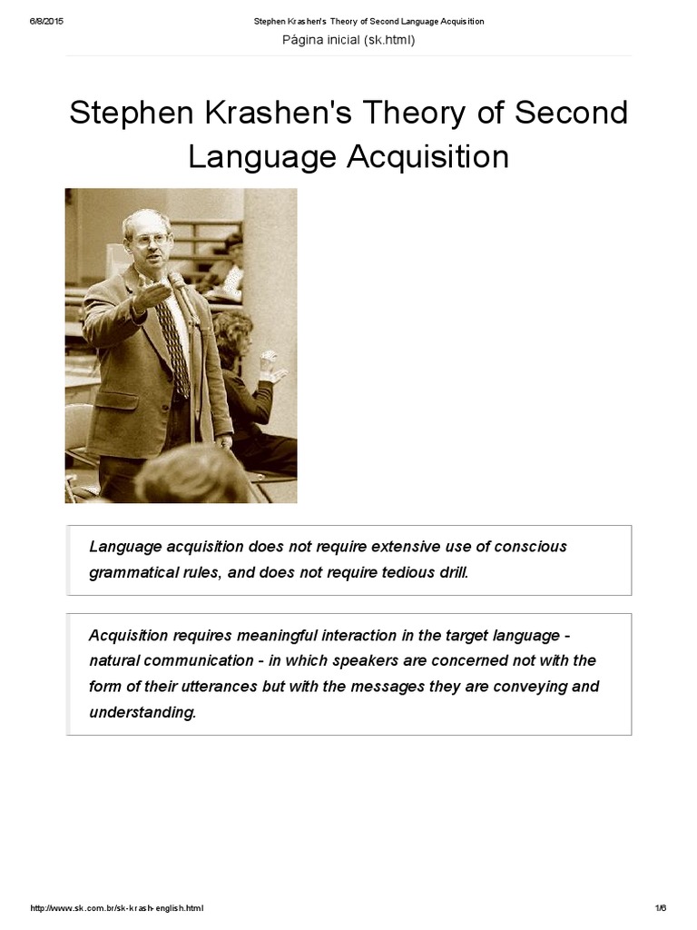 Stephen Krashen's Theory of Second Language Acquisition | Second ...