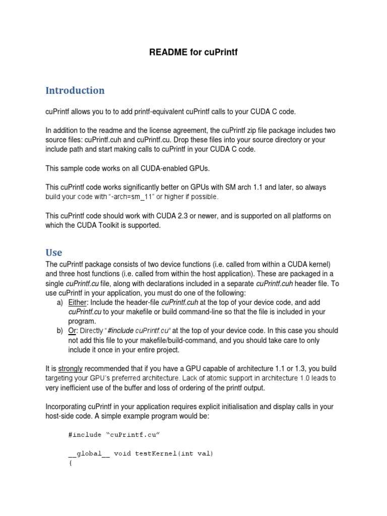 CuPrintf Readme | PDF | Parameter (Computer Programming) | Software Development