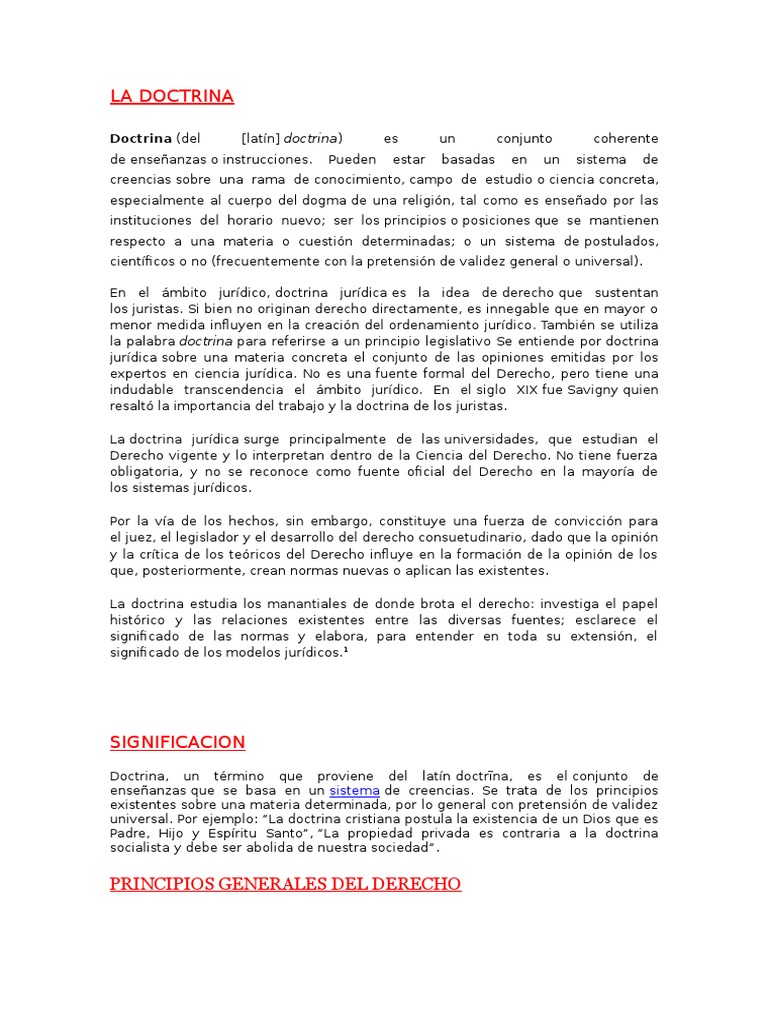 Doctrina Jurídica: Definición y Principios | PDF | Doctrina | Legislación