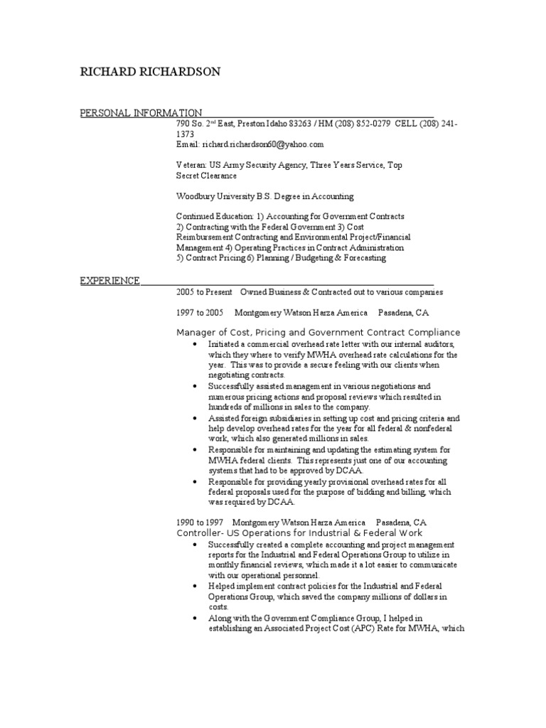 Richard Richardson Resume | PDF | Audit | Accounting