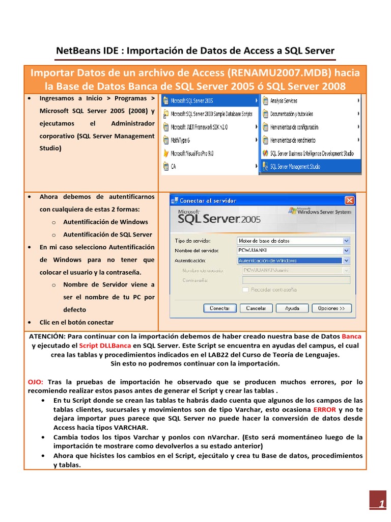 Importar Datos de Acces A SQL Server | PDF | Servidor SQL de Microsoft ...