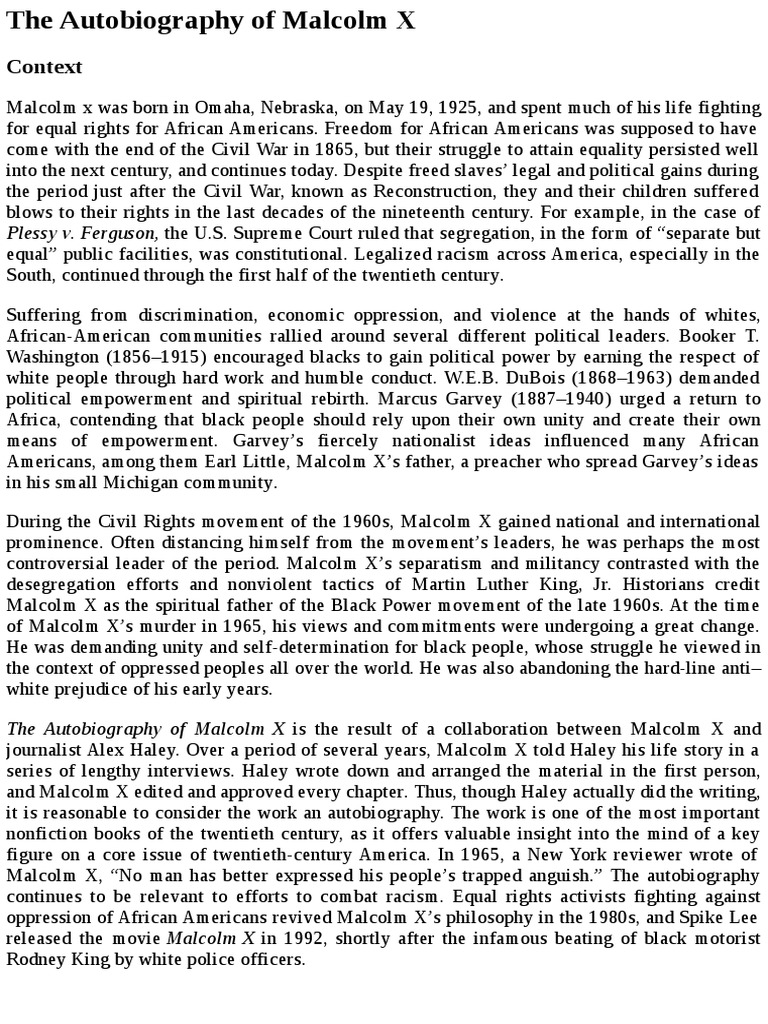 The Autobiography of Malcolm X | PDF | Malcolm X | Racism