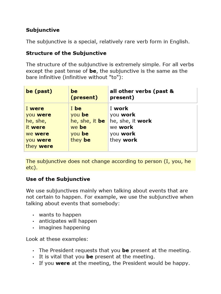 Subjunctive | PDF | Verb | Grammatical Tense
