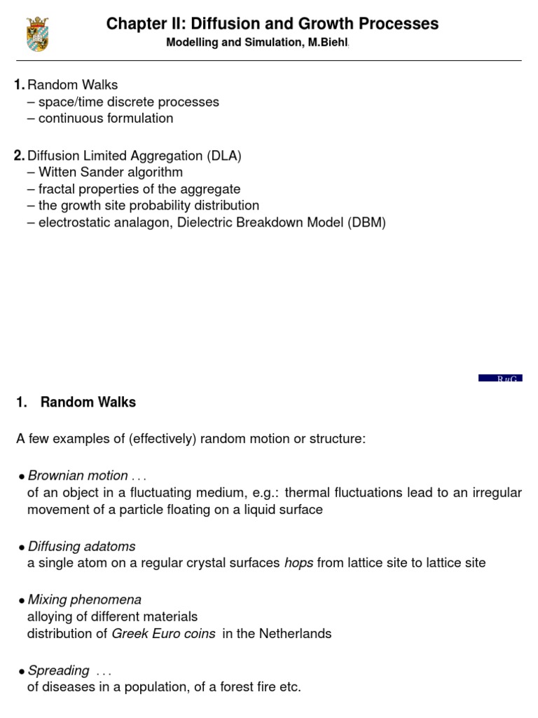 Chapter II: Diffusion and Growth Processes: - Space/time Discrete ...