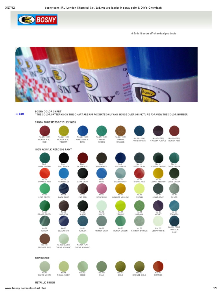 Bosny Color Chart (Regular Colors) | Download Free PDF | Green | Grey