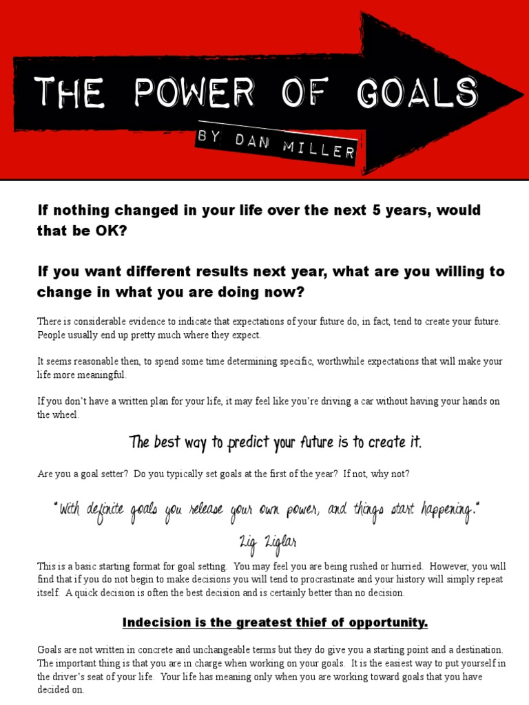 The Power of Goals: by Dan Miller | PDF | Forgiveness | Religion And Belief