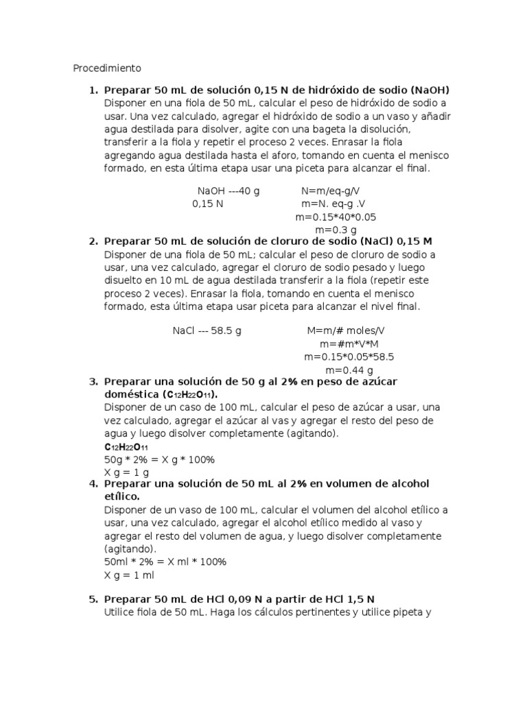 Enrasar Soluciones Químicas | PDF | Cloruro de sodio | Materiales