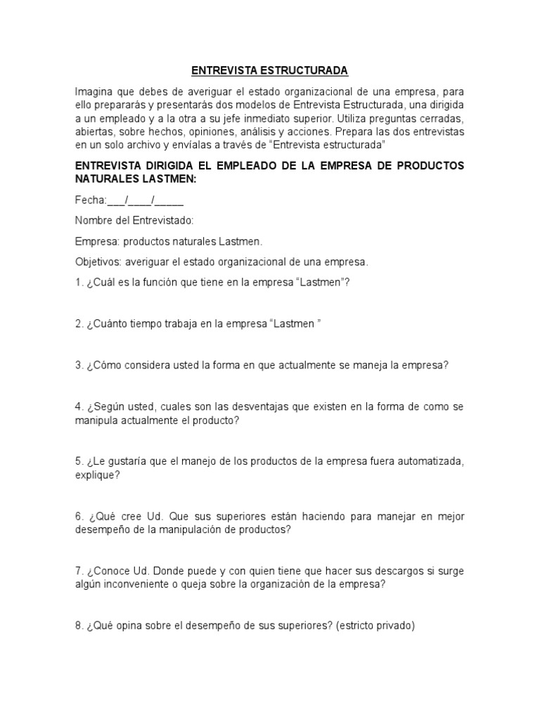 ENTREVISTA ESTRUCTURADA