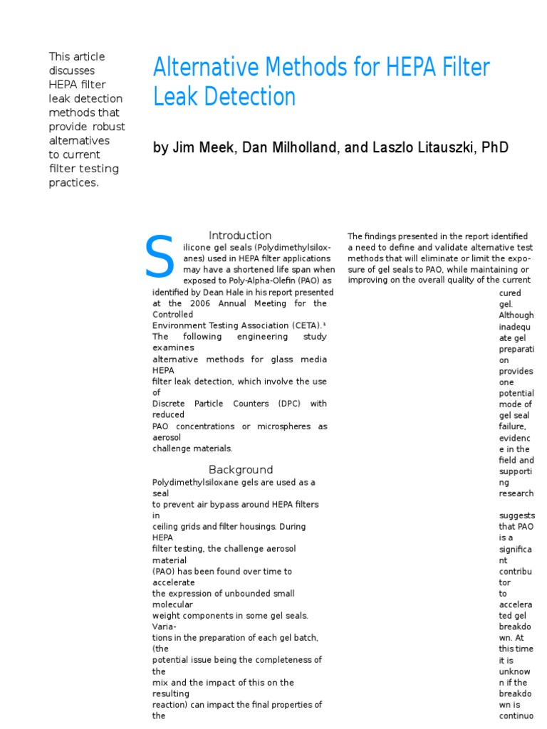 Dop test | Aerosol | Leak