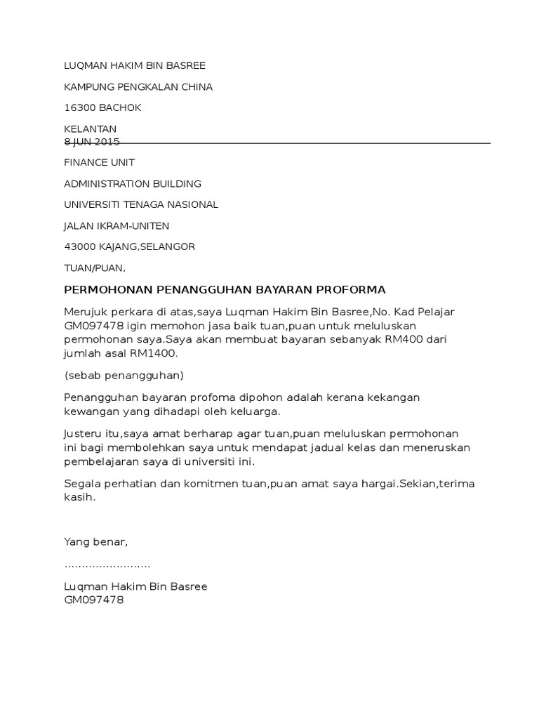 Surat Permohonan Penangguhan | PDF
