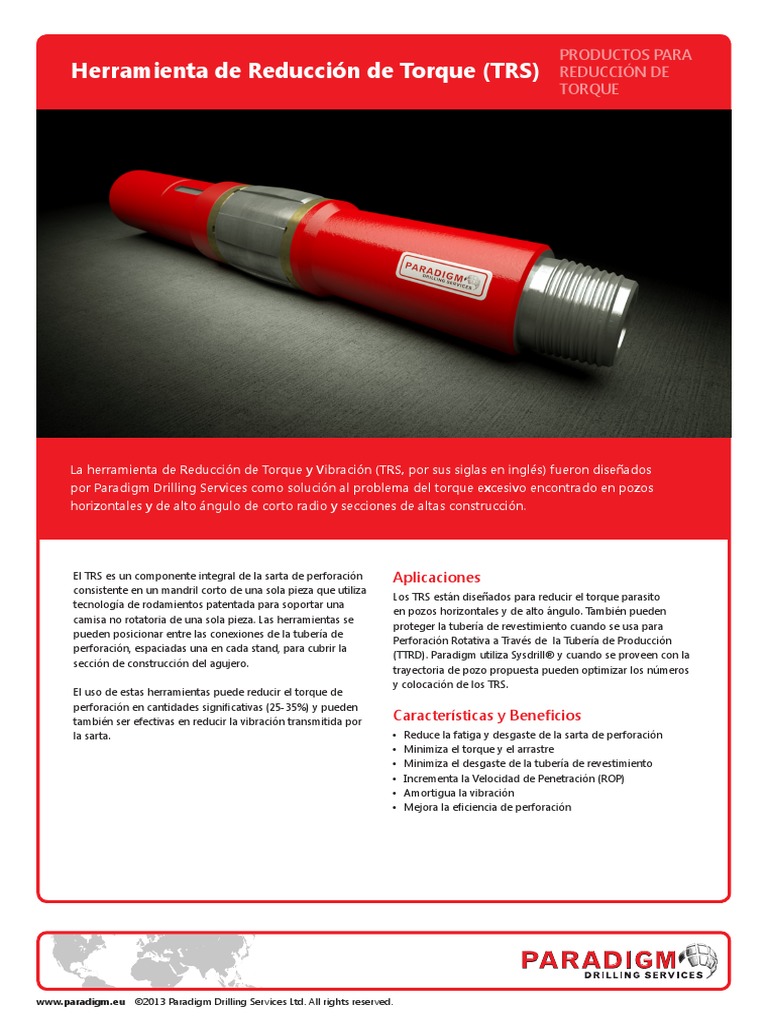 Torque Reduction Sub Trs Spanish | PDF | Herramientas | Ingeniería mecánica