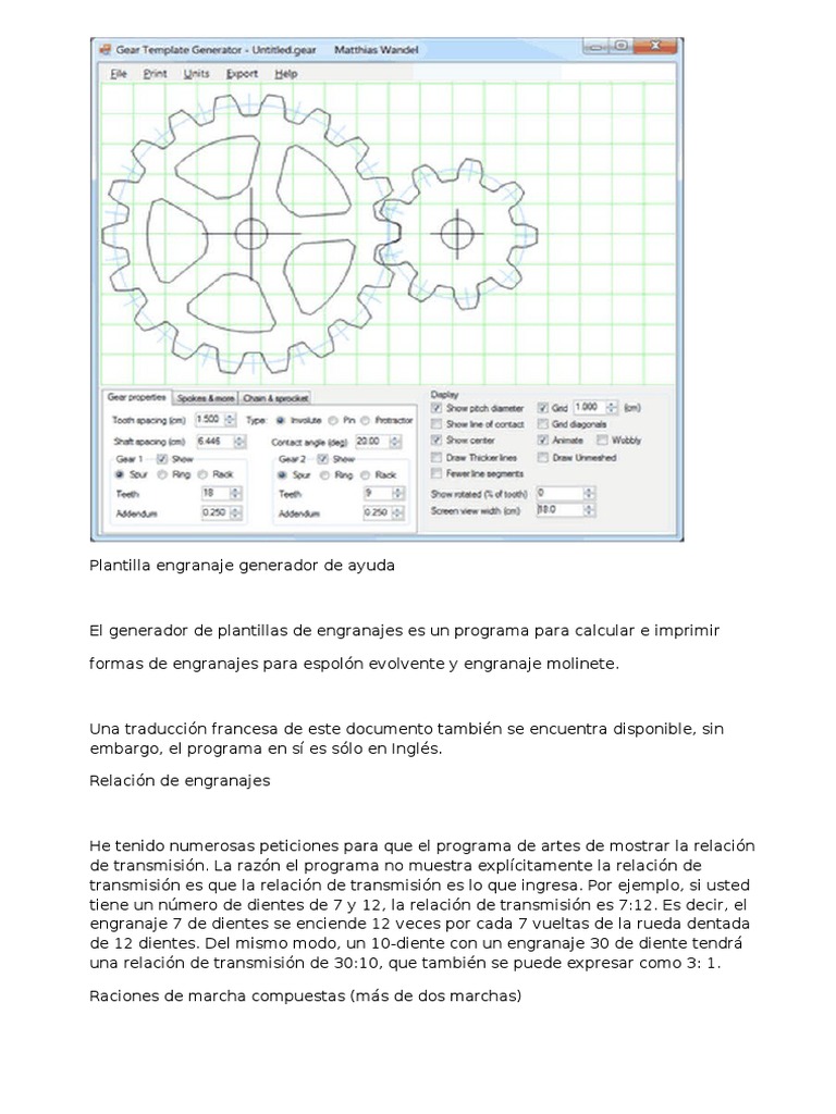 Generador de Plantillas de Engranajes | PDF | Engranaje | Transmisión ...