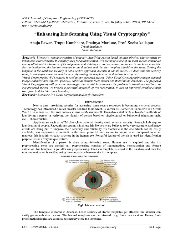 Enhancing Iris Scanning Using Visual Cryptography | PDF | Biometrics | Authentication