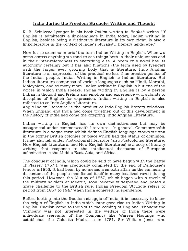 Indian Writing in English | PDF | Sri Aurobindo | Mahatma Gandhi