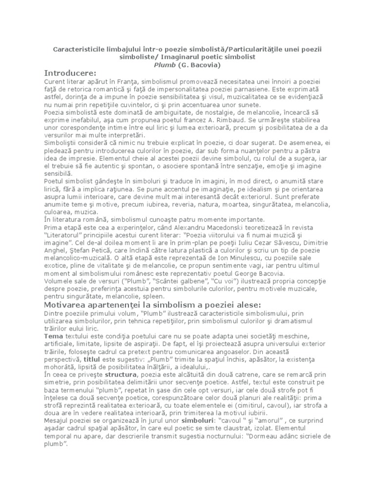 Particularitati Simboliste | PDF