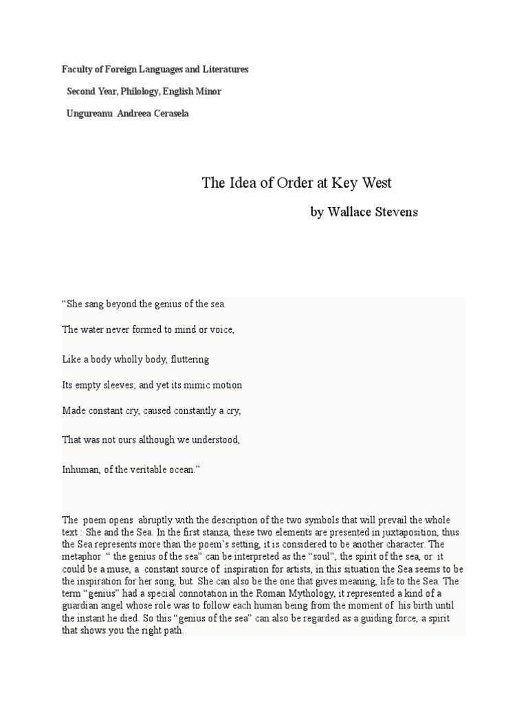 The Order at Key West | PDF | Poetry | Mind