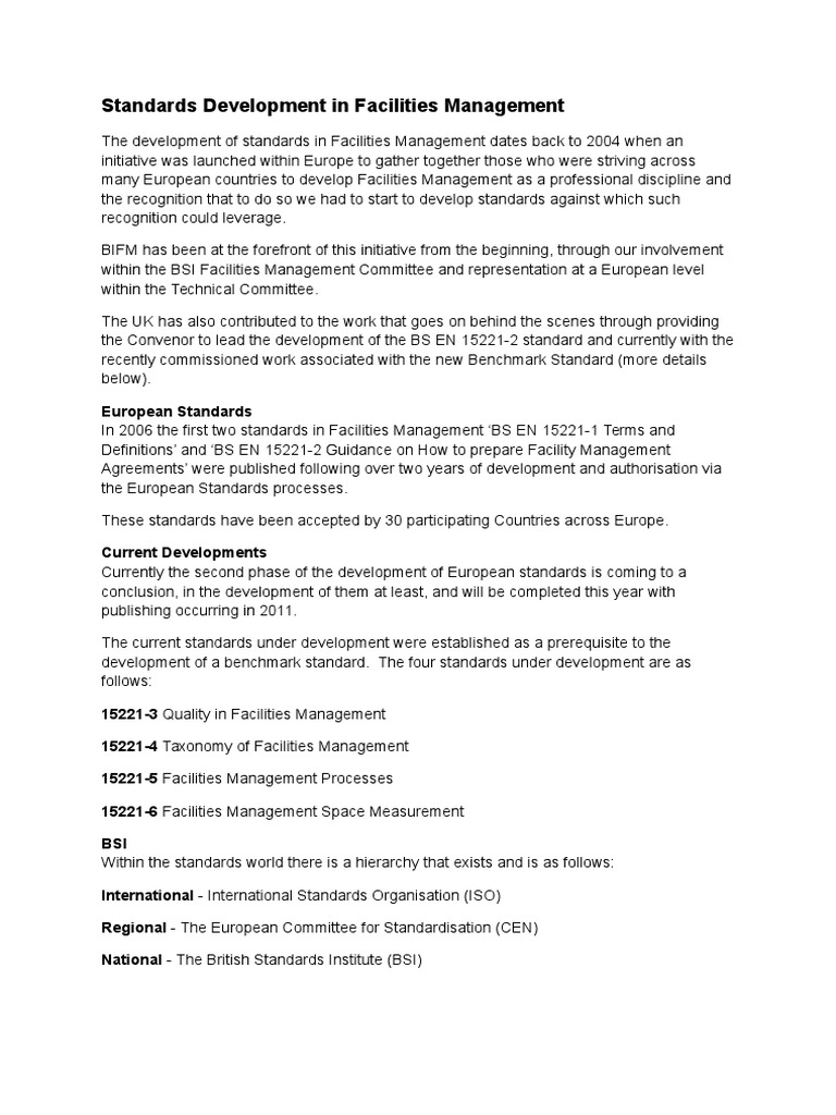 2standards Development in Facilities Management For Web | PDF ...