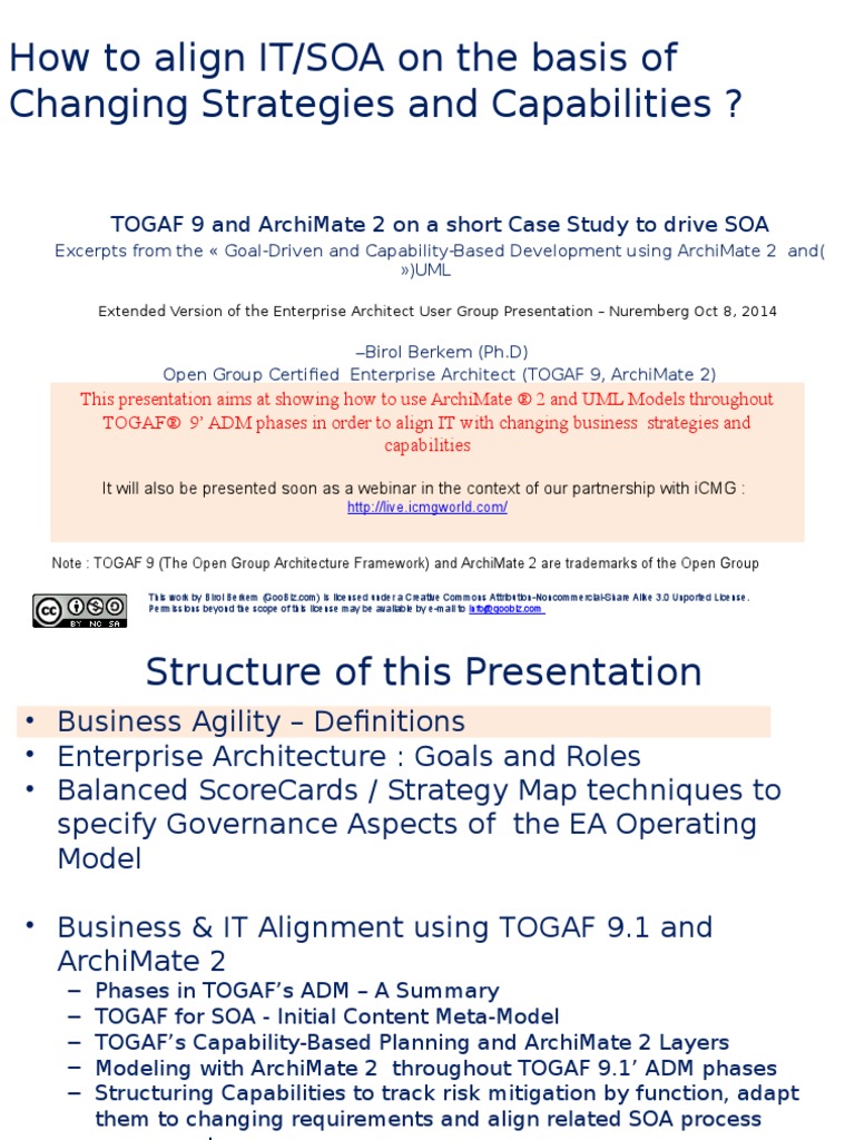 TOGAF 9 and Archimate 2.0 For Aligning SOA With Business Strategies and ...