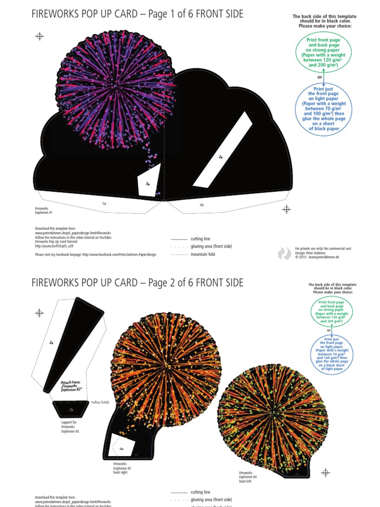 Fireworks Pop Up Card Template | PDF