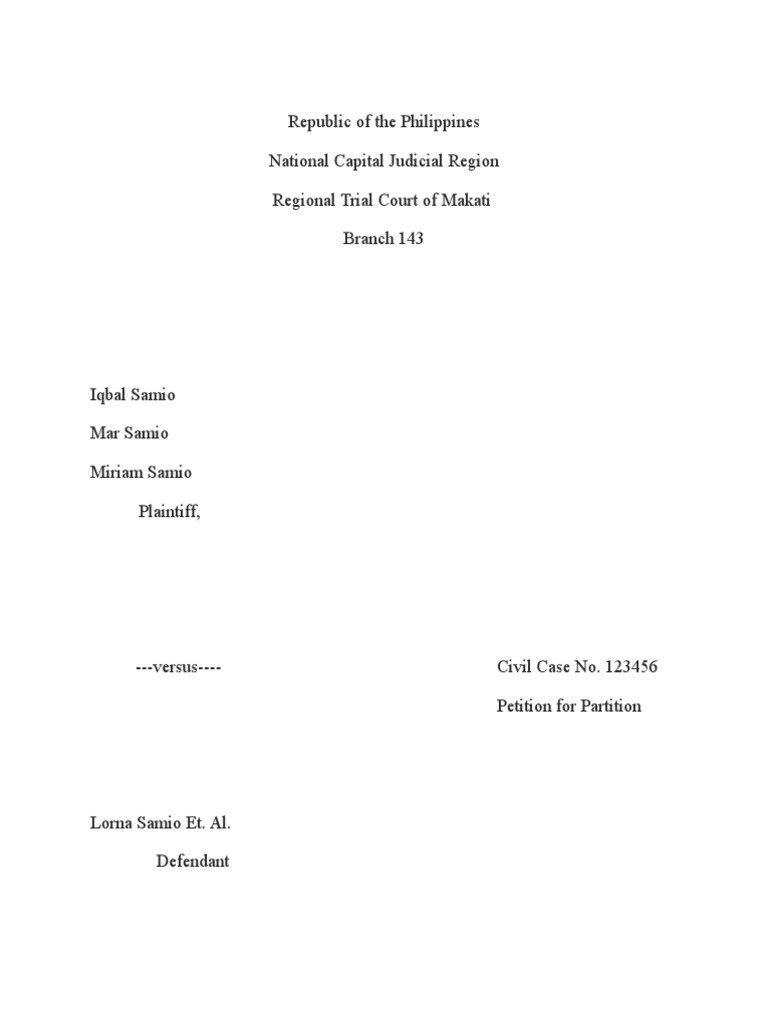 Petition For Partition | PDF