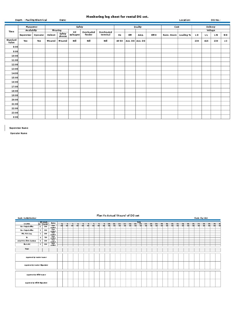 DG Log Book | PDF