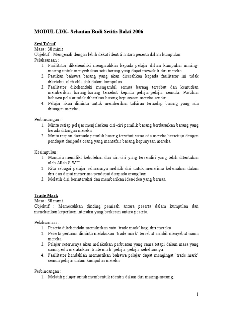 Modul LDK | PDF | Karier & Perkembangan | Seni & Disiplin Bahasa