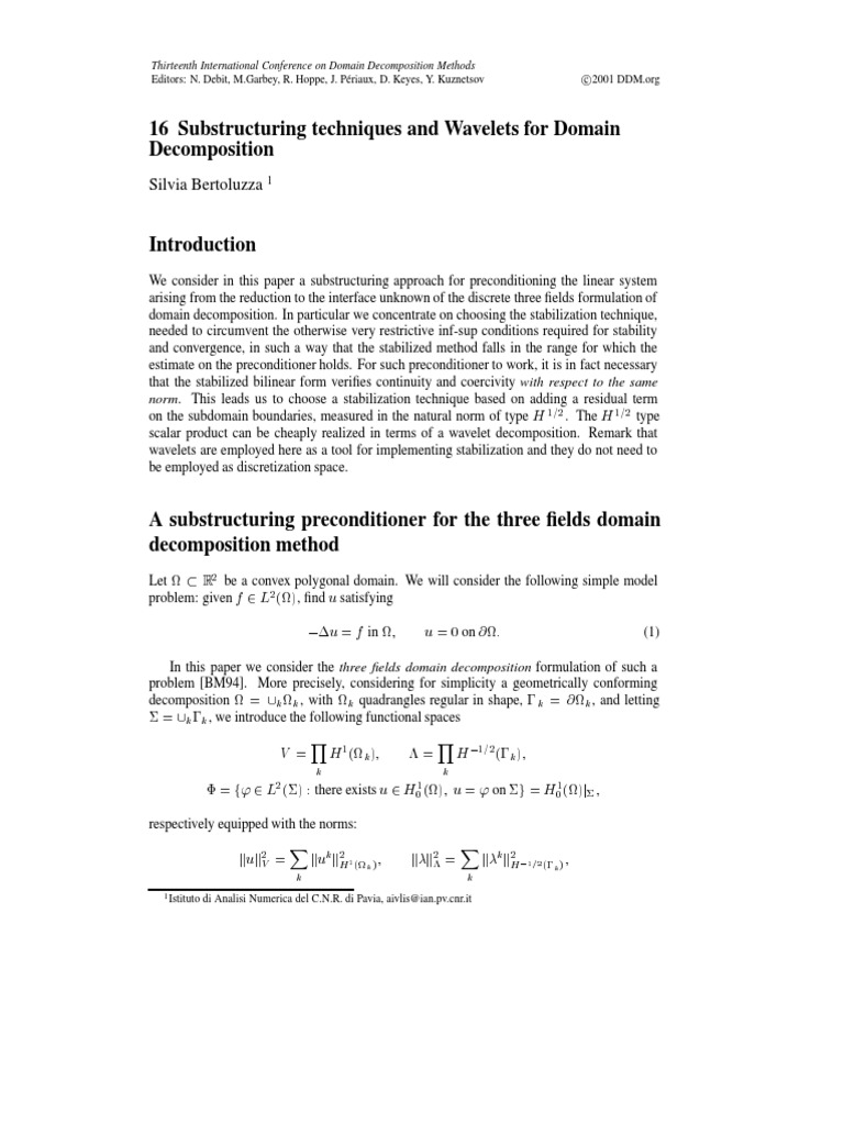 16 Substructuring Techniques and Wavelets For Domain Decomposition | PDF | Matrix (Mathematics ...