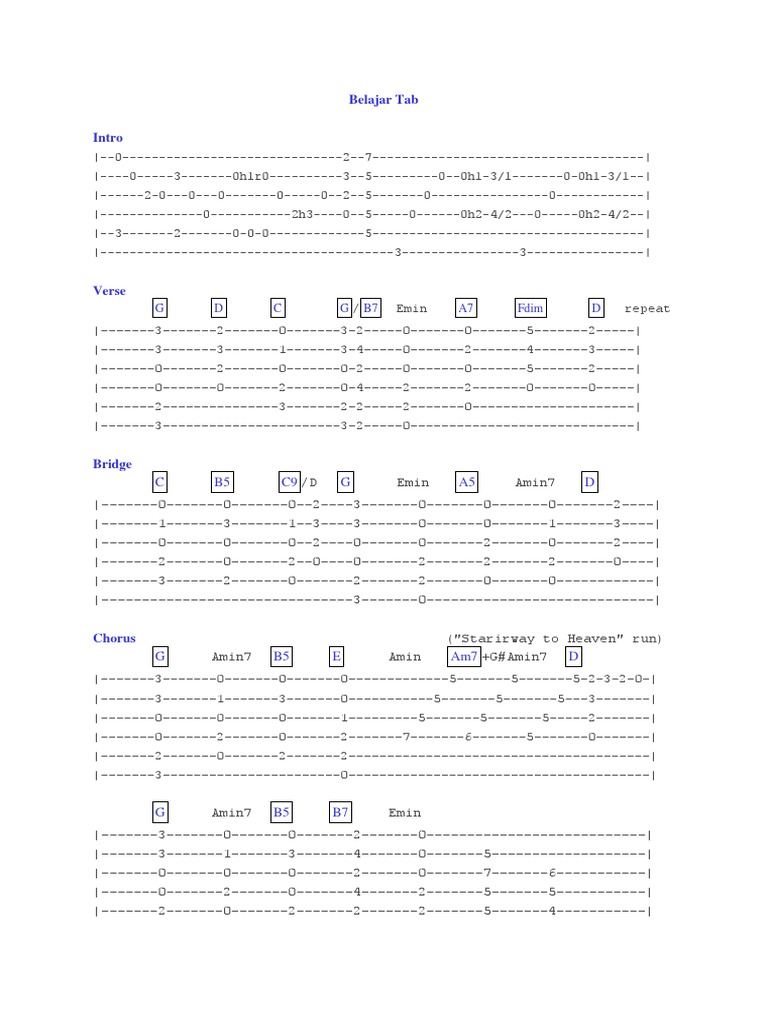 Belajar Tab Gitar dan Teknik Dasar | PDF