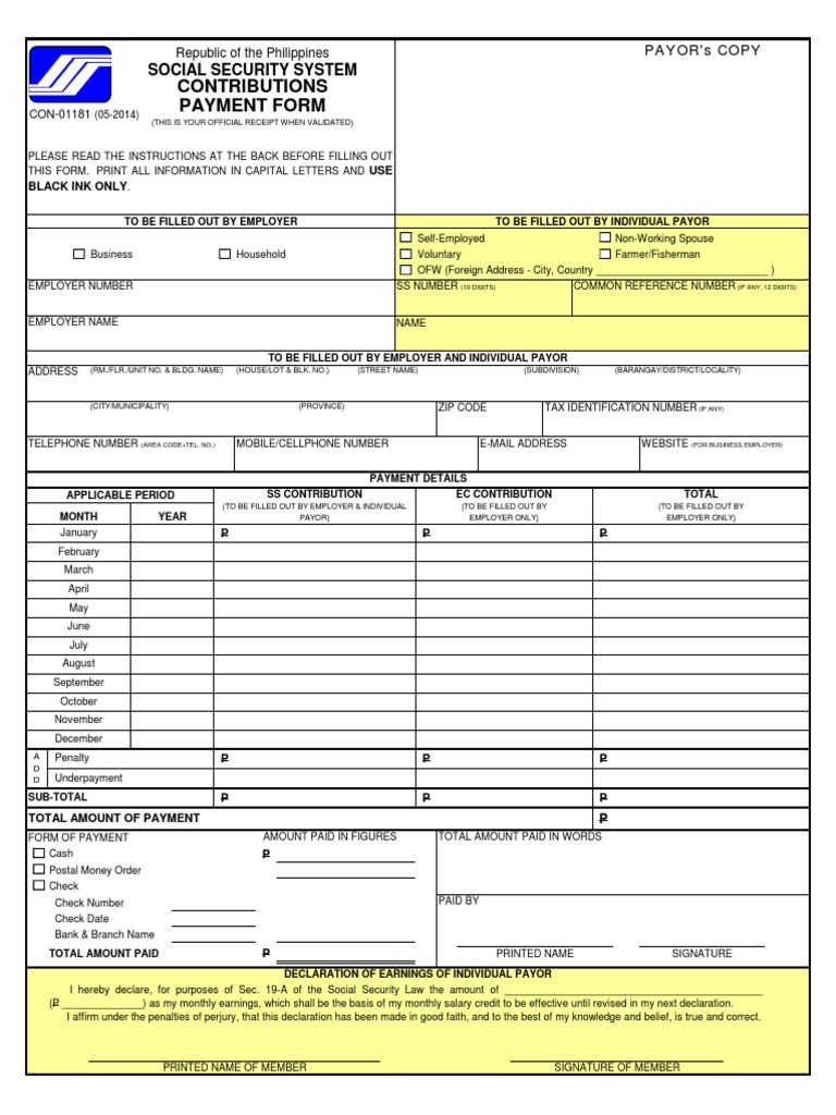 SSS Contribution Payment Form Guide | PDF | Money Order | Social ...