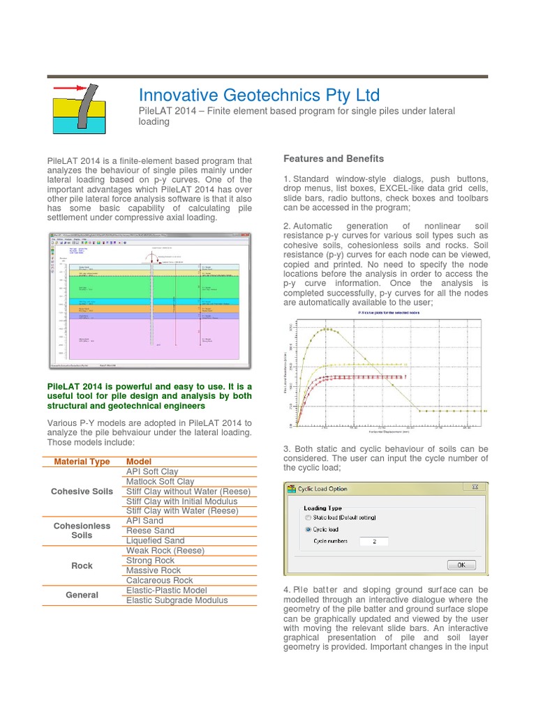 PileLAT 2014 - Finite Element Based Program For Single Piles Under Lateral Loading | PDF | Deep ...