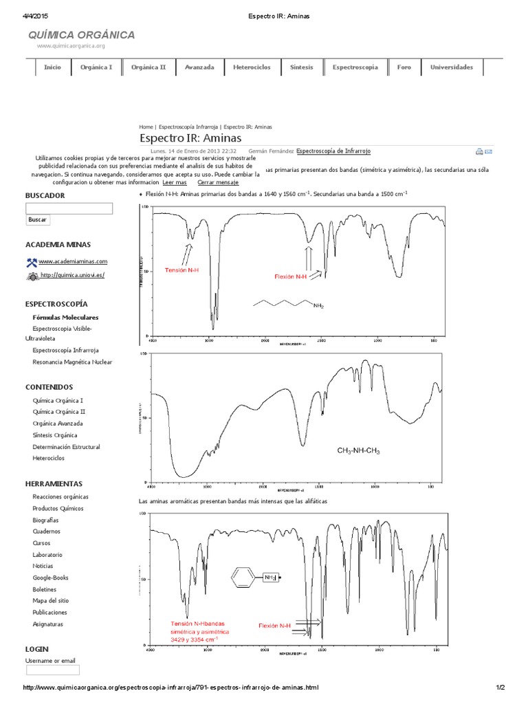 Espectro IR - Aminas | Piridina | Isómero