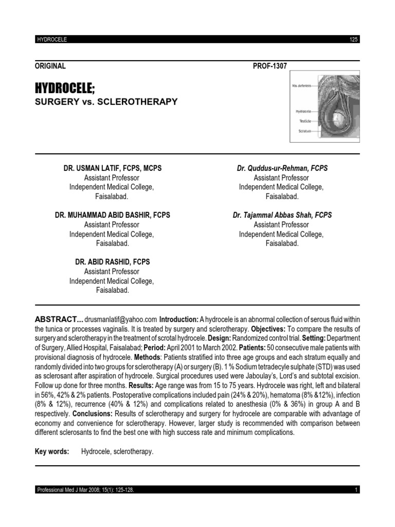 Hydrocele,Surgery vs Sclerotherapy jhbh | Surgery | Patient