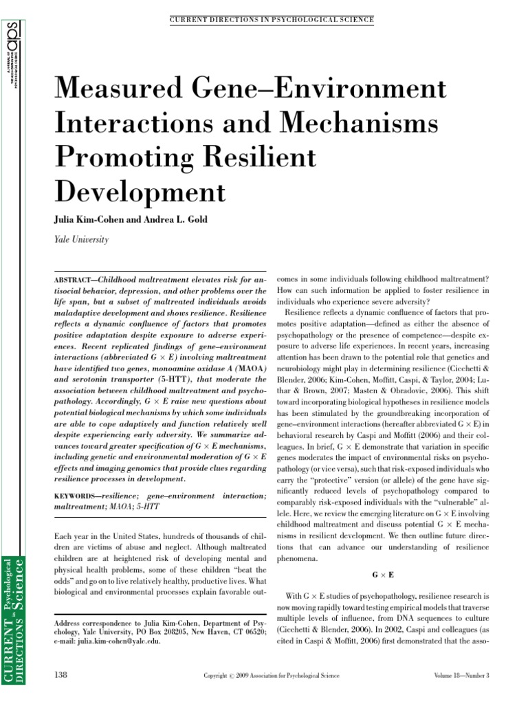 Kim Cohen Gold 2009 | PDF | Psychological Resilience | Clinical Psychology