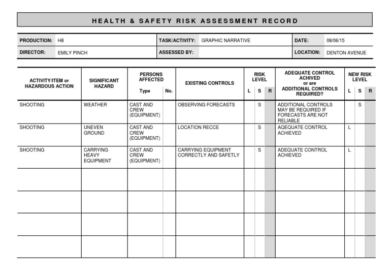 Health & Safety Risk Assessment Record | PDF
