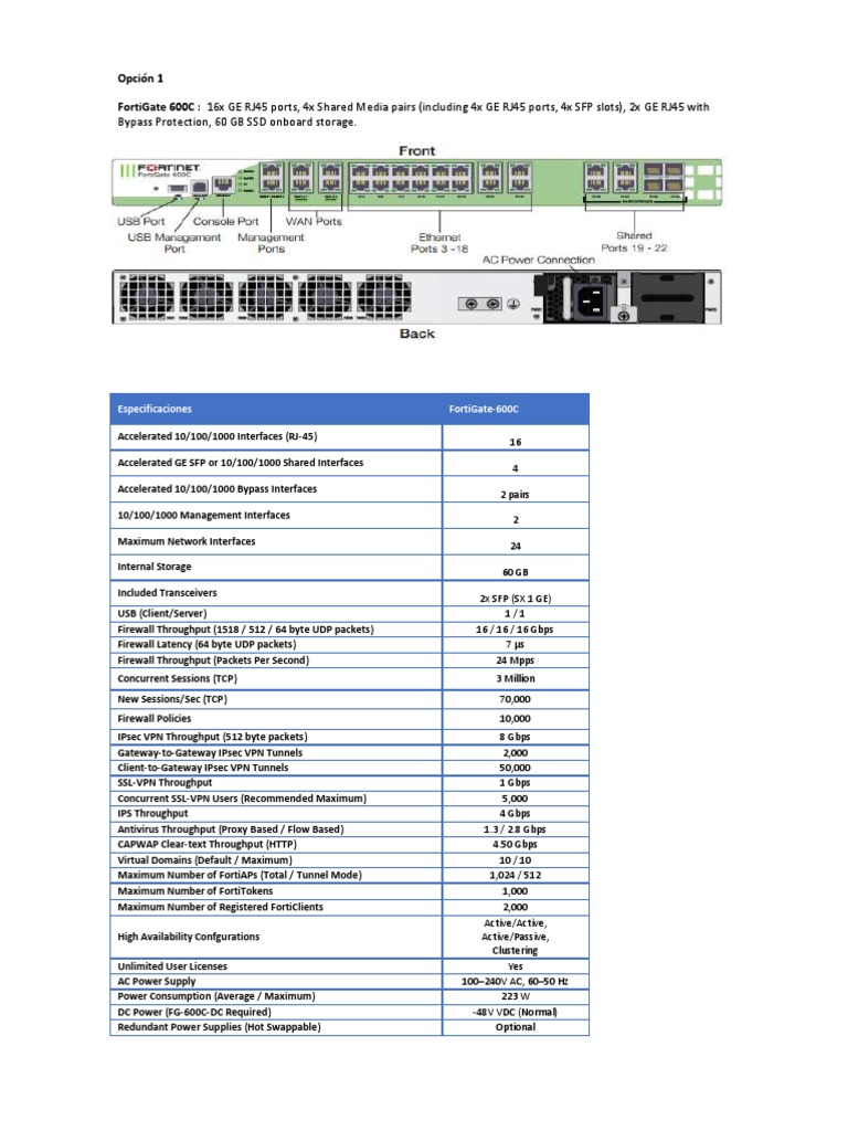 FortiGate 600C and 3240C Specs Overview | PDF | Firewall (Computing ...