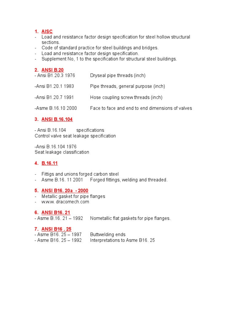 Listado Normas ANSI | PDF