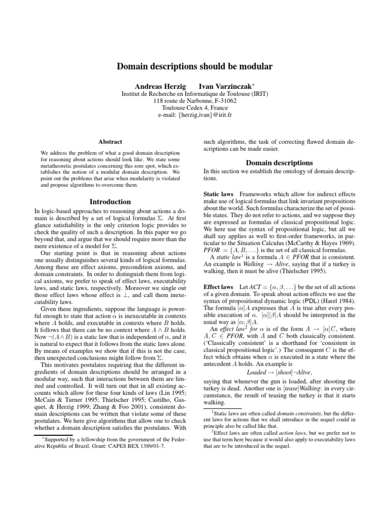 Modular Domain Descriptions in Logic | PDF | Axiom | Metaphysics