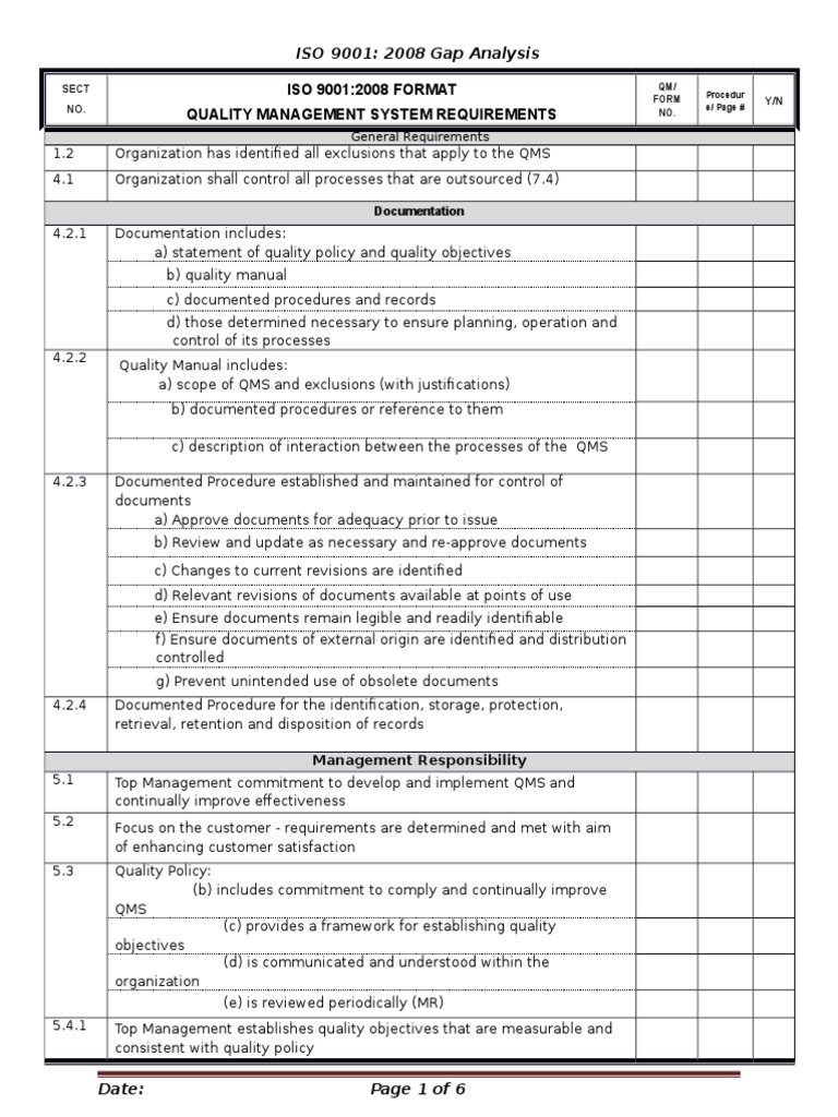 Iso 9001: 2008 Gap.Analysis Report | Iso 9000 | Verification And Validation