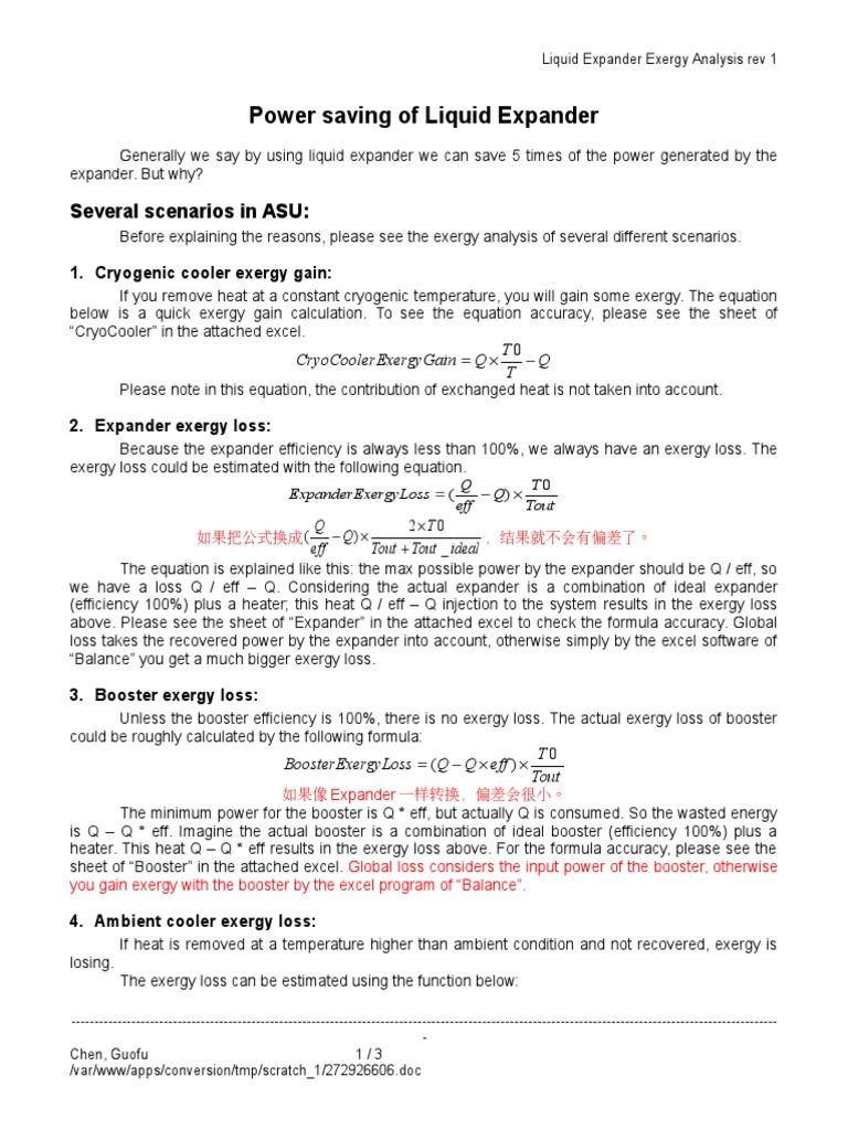 Power Saving of Liquid Expander Rev1 ToBe Updated | PDF | Exergy | Heat