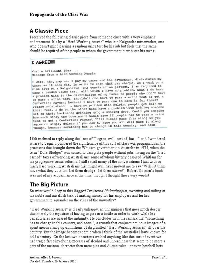 Propaganda of The Class War | Download Free PDF | Australia | Taxes