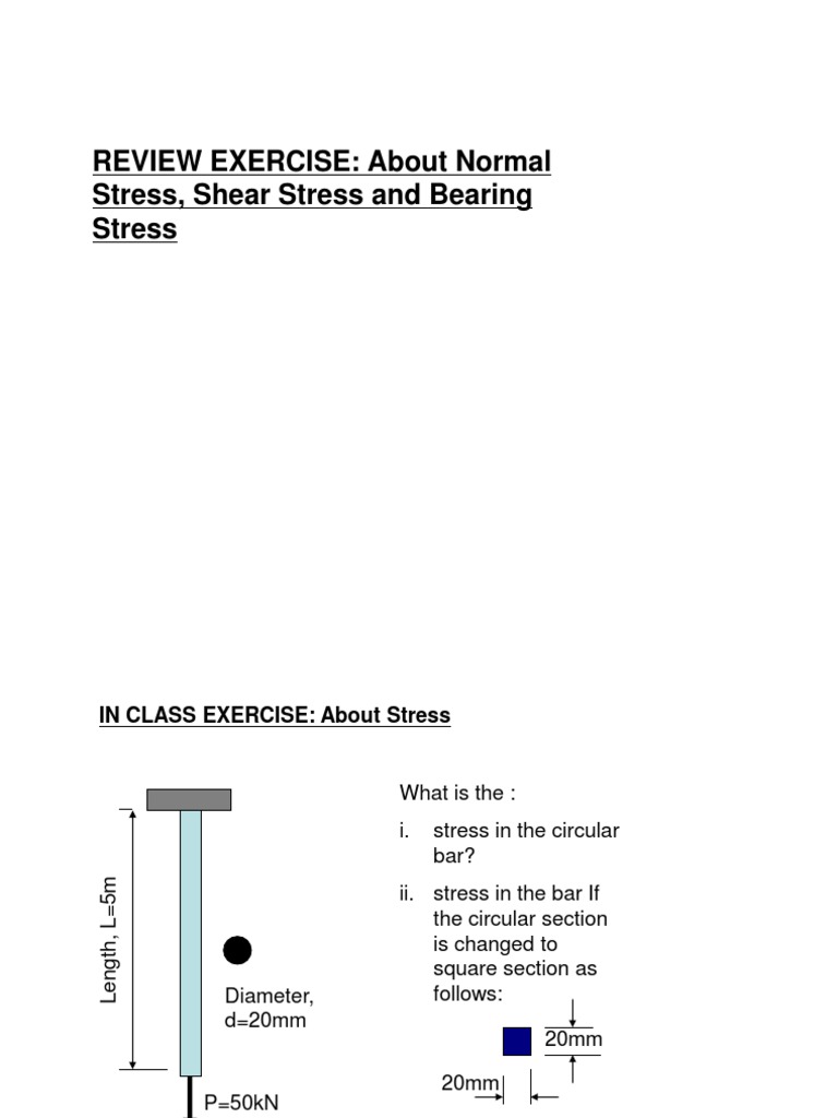 Stress Analysis Exercises: Shear & Bearing | PDF | Shear Stress ...