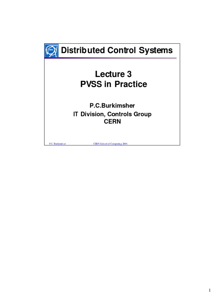 Distributed Control Systems Lecture 3 PVSS in | PDF | Scada | Personal ...