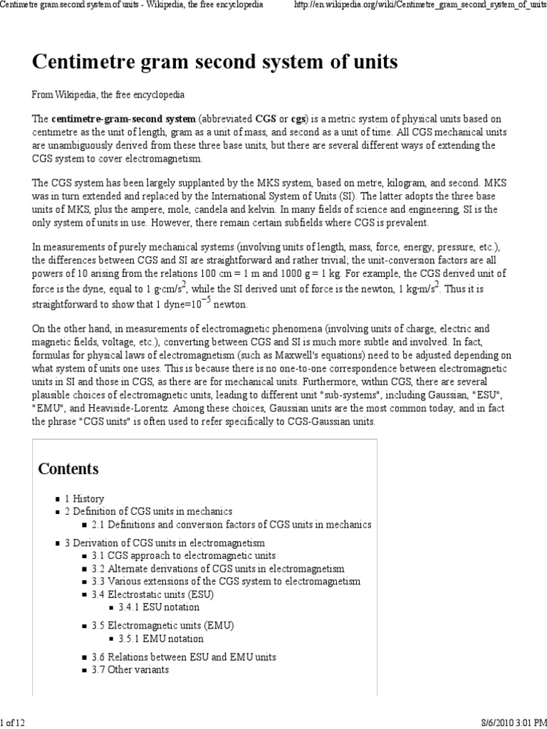 Centimetre Gram Second System | International System Of Units | Physics ...