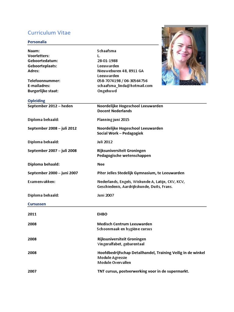 Curriculum Vitae Linda | PDF