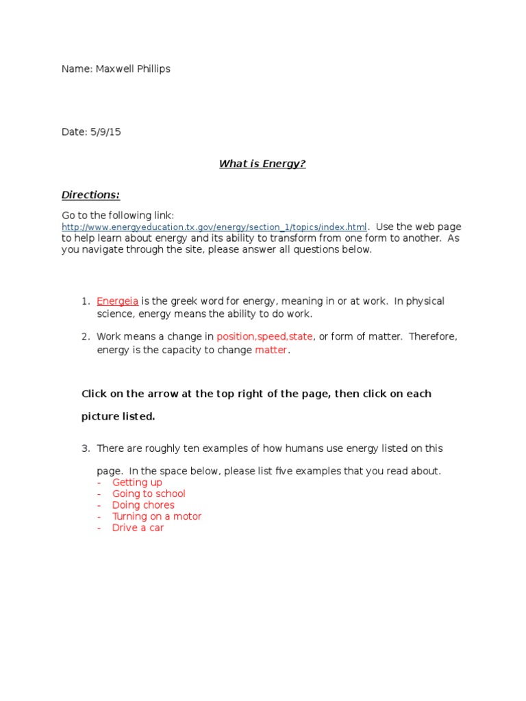 Updated Energy Webquest | PDF | Materials Science | Applied And ...
