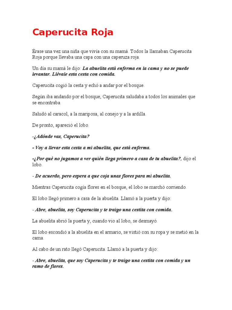 CAPERUCITA ROJA | Caperucita Roja | Lengua española