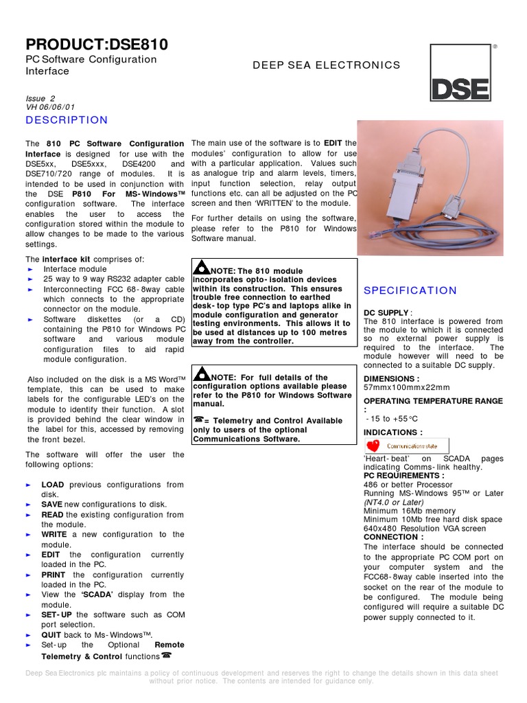 Especificaciones Tecnicas Interface P810-RS232 | PDF | Personal ...